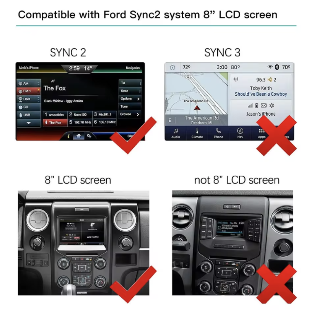 Ford Sync2 Focus, Fiesta, Fusion, F-150 Apple CarPlay / Android